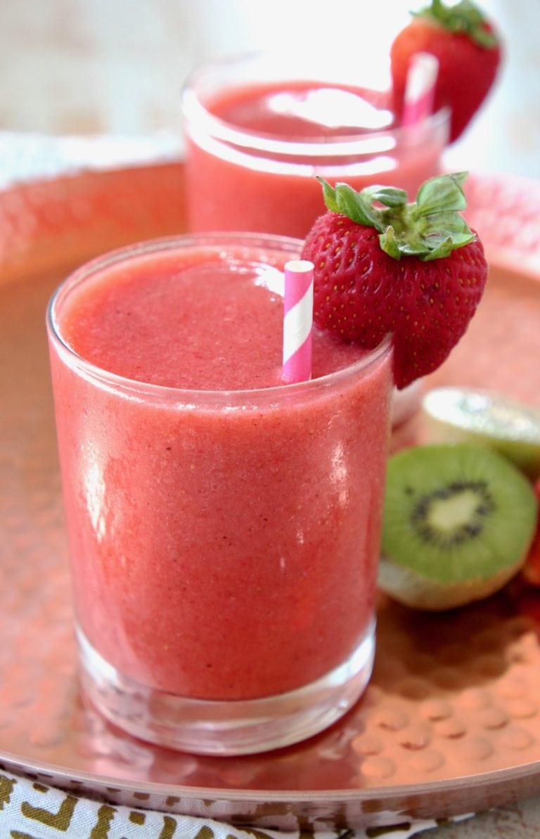 Strawberry Kiwi Slushie - Easy 5 Minute Recipe | WhitneyBond.com
