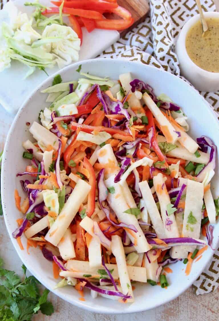 Jicama Slaw Recipe with Vinegar Slaw Dressing - WhitneyBond.com
