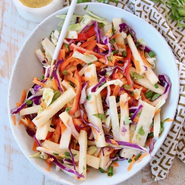 Jicama Slaw Recipe with Vinegar Slaw Dressing - WhitneyBond.com