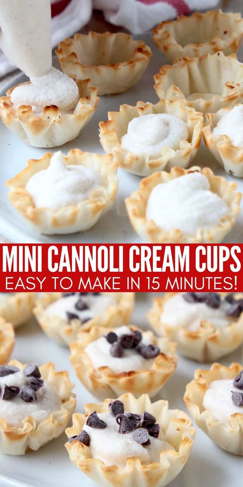 Mini Cannoli Cream Pastry Cups