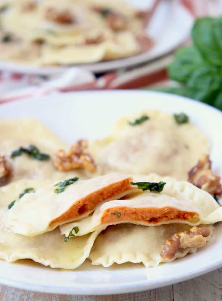 Sweet Potato Ravioli with Basil Brown Butter Sauce - WhitneyBond.com