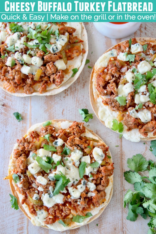 Grilled Cheesy Buffalo Turkey Flatbread Recipe - WhitneyBond.com