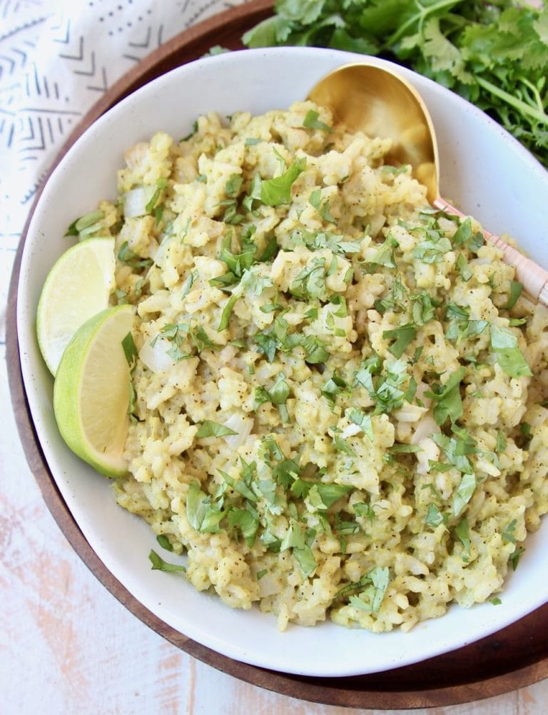 Cilantro Pesto Risotto - Stovetop & Instant Pot Recipe | WhitneyBond.com