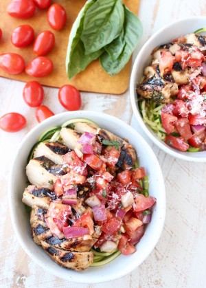 Bruschetta Chicken Zoodle Bowls