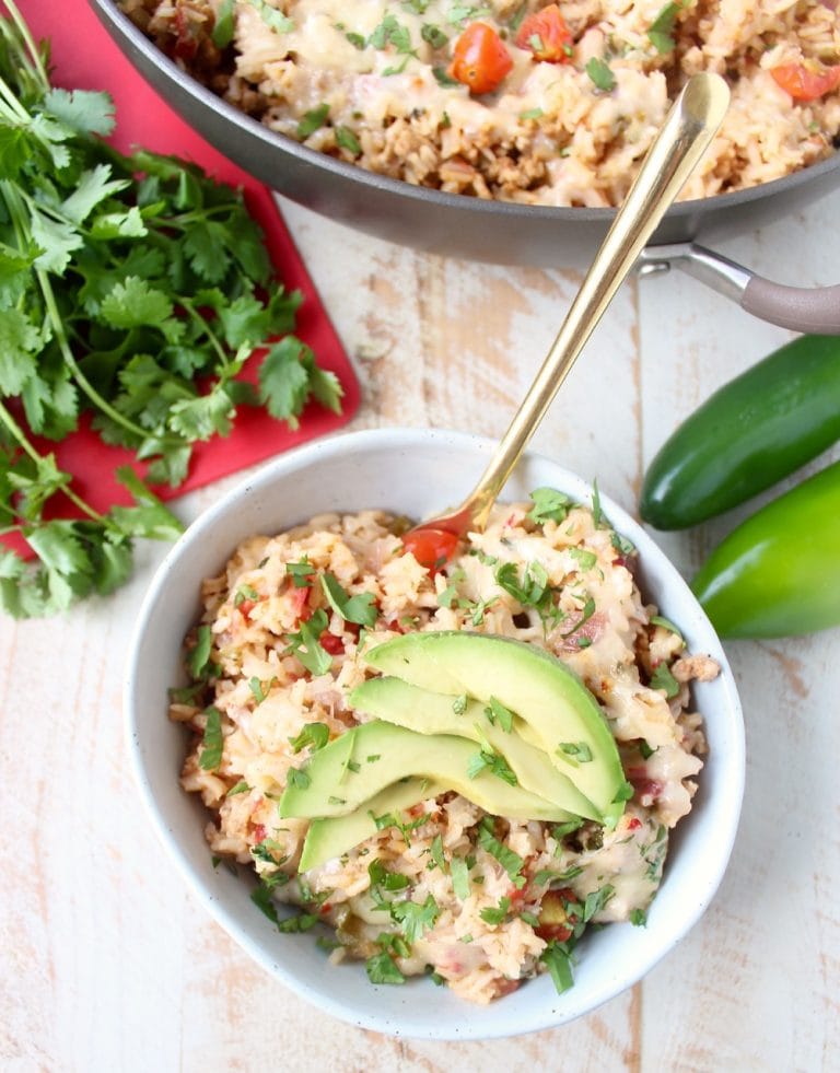 Taco Rice Skillet Recipe with Ground Turkey - WhitneyBond.com