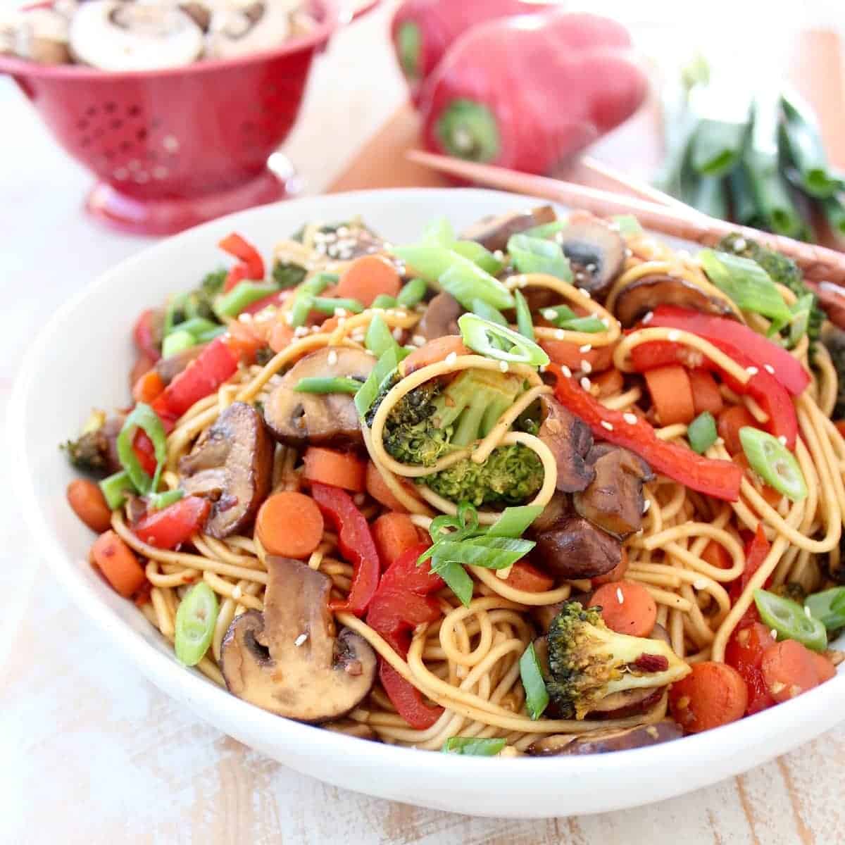 Vegetarian General Tso Stir Fry with Noodles - WhitneyBond.com