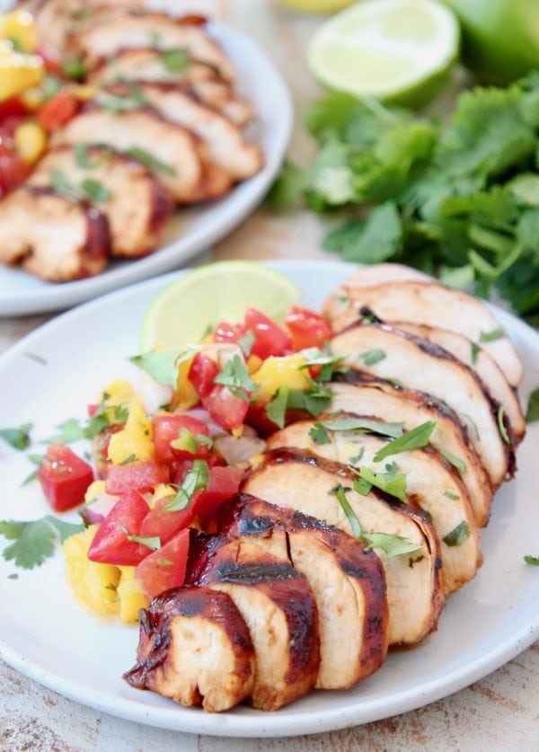 Mango Salsa Chicken with Chipotle Honey Glaze - WhitneyBond.com