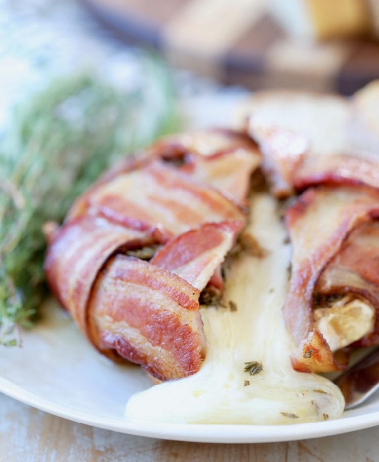 Bacon Wrapped Brie with Garlic & Herbs - WhitneyBond.com