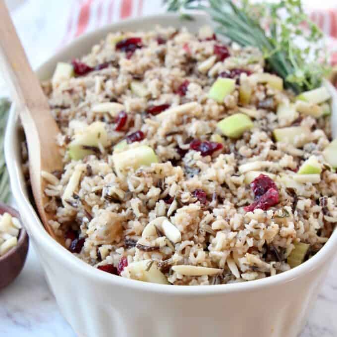 One Pot Wild Rice Pilaf with Apples & Cranberries - WhitneyBond.com
