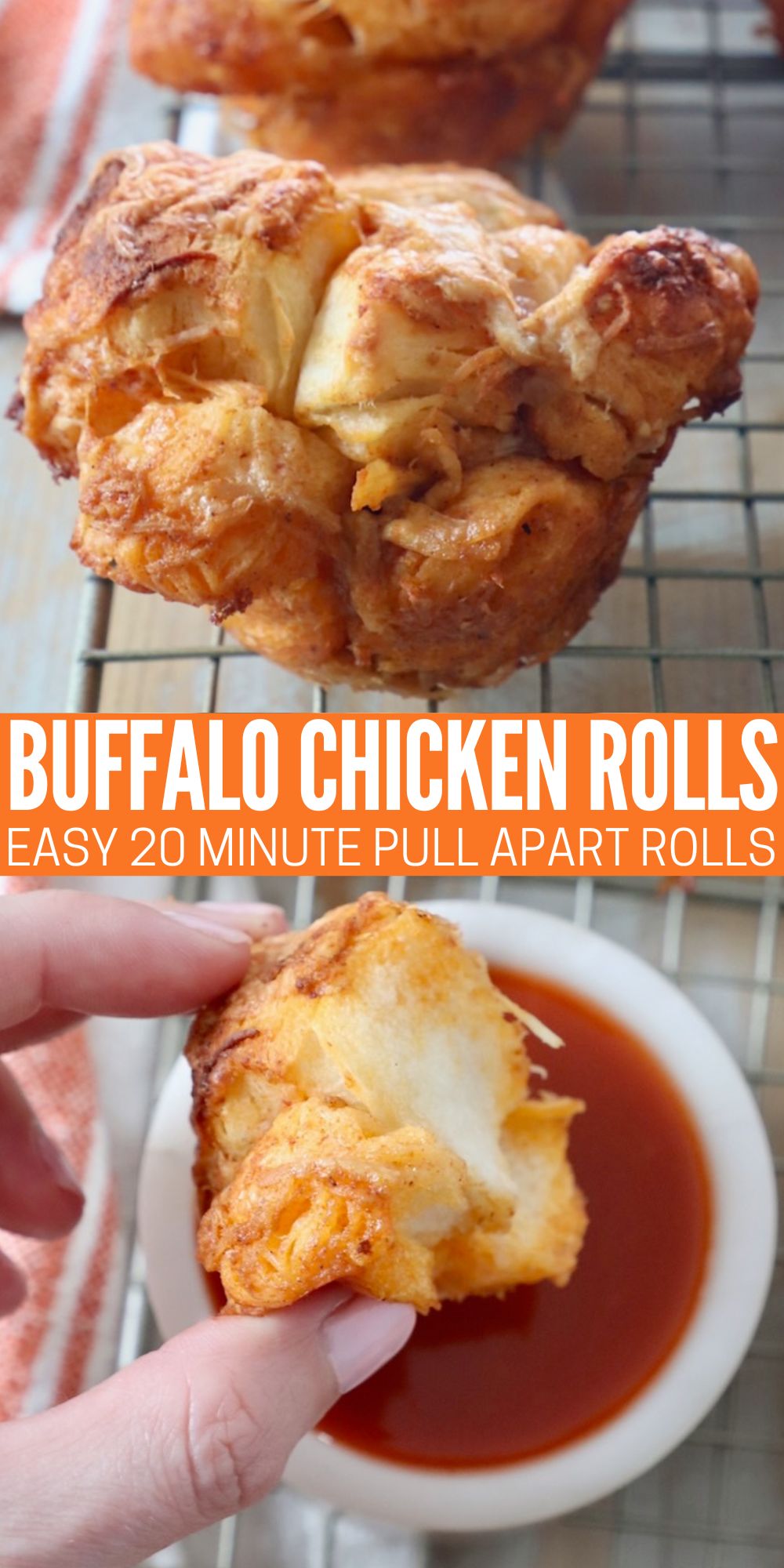 Pull Apart Buffalo Chicken Rolls
