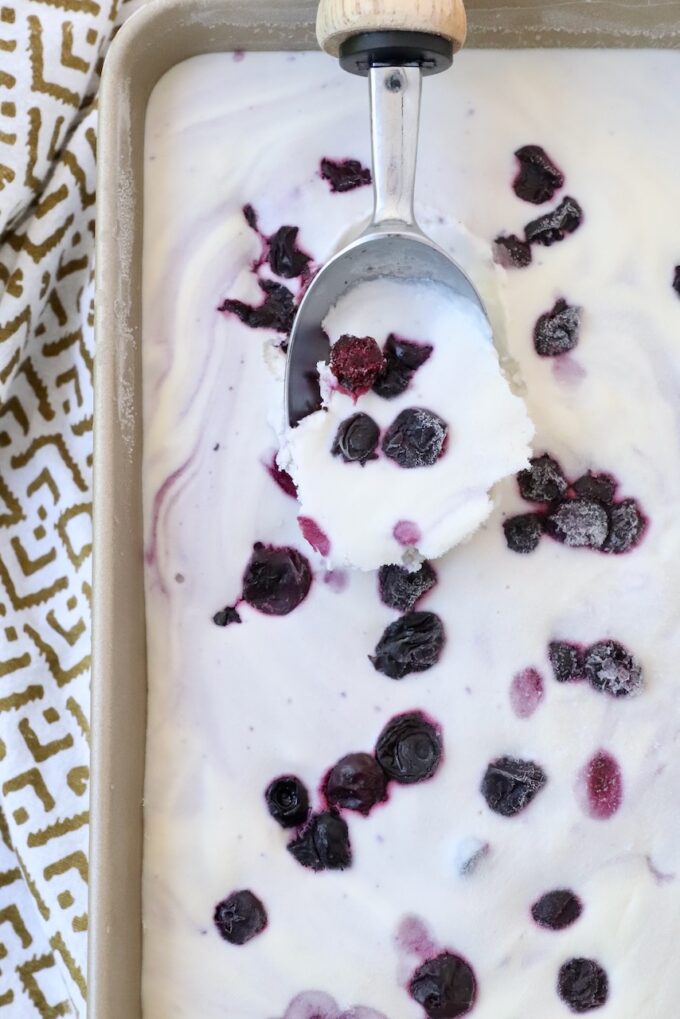 Blueberry Ice Cream (No Churn Recipe)