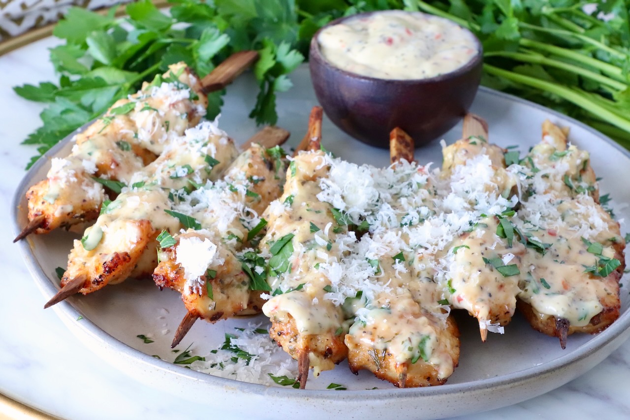 Garlic Parmesan Chicken Skewers