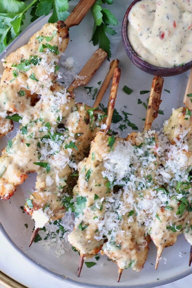 Garlic Parmesan Chicken Skewers